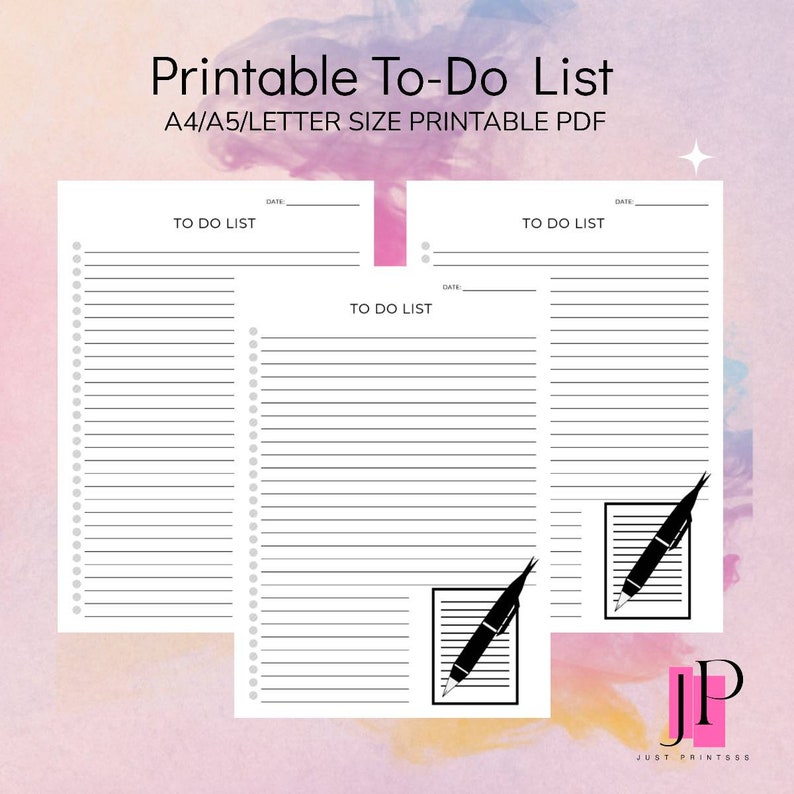To-do List - Printable PDF Template - A4/A5/US Letter/ Instant Download ...