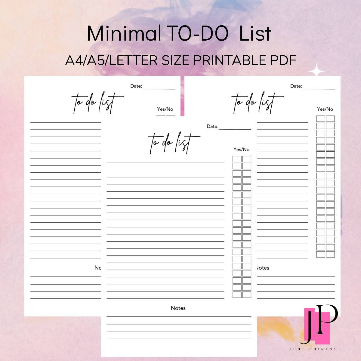Minimal To-do List Printable PDF Template A4/A5/ US Letter / Instant ...