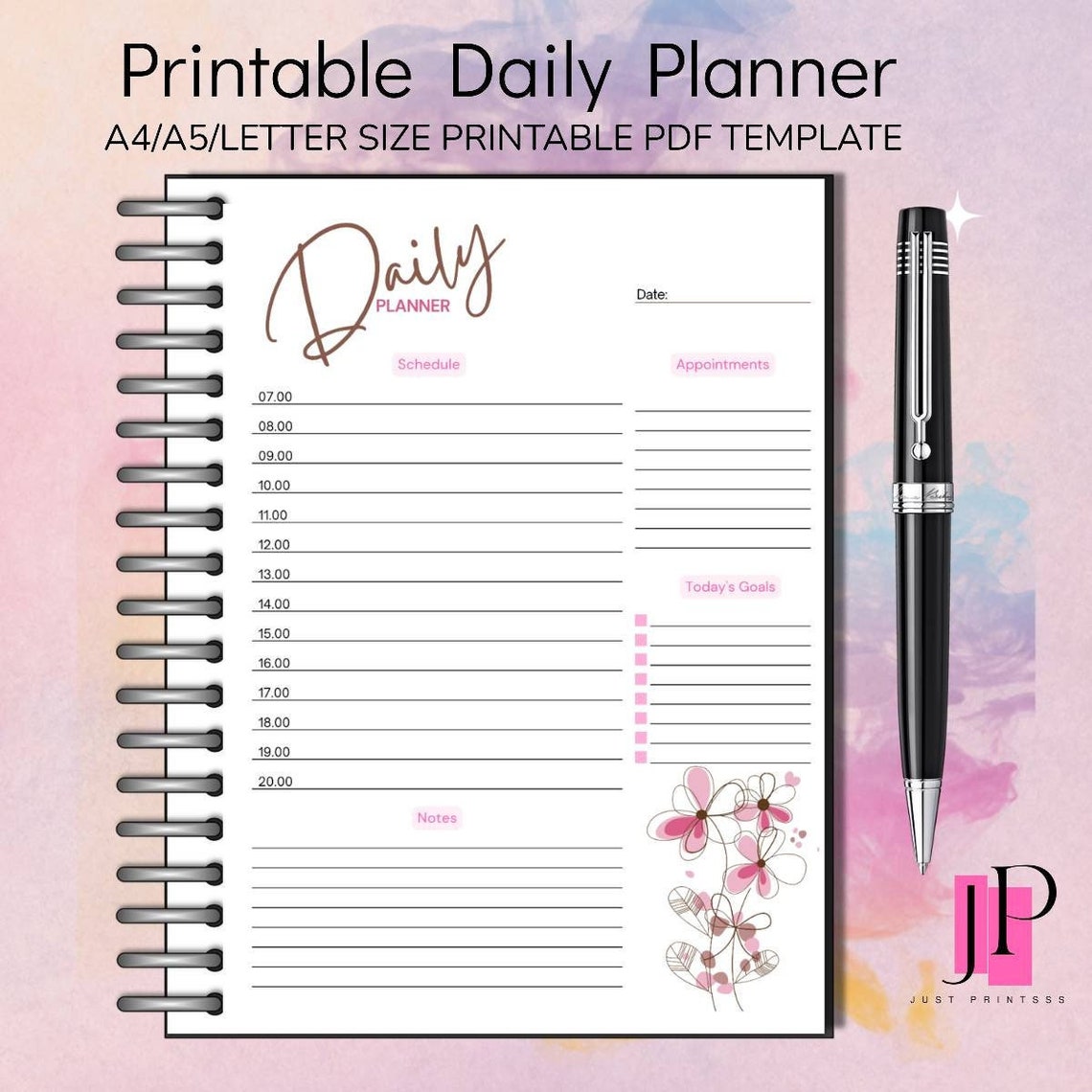 Daily Planner/scheduler Printable PDF Template A4/A5/US Letter/ Instant ...