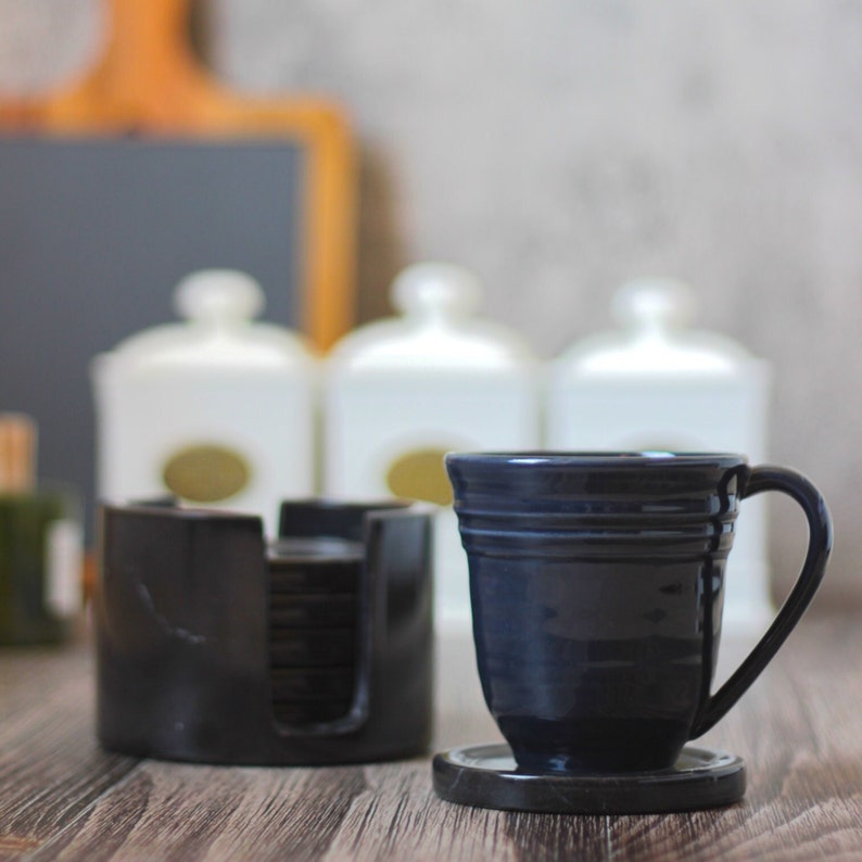 7pc Unique Marble Coaster Set Coaster and Holder Set Tea & - Etsy