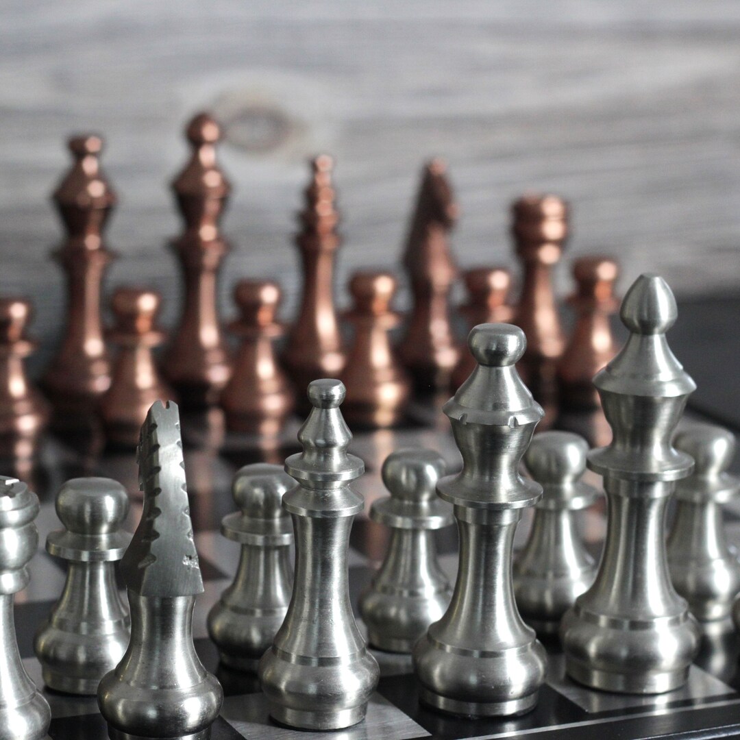 Modern Rustic Metallic Chess Set With Pieces | Metal Chess Set, Large ...