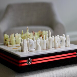 Handmade Japanese Chess Set Unique Marble Chess Set With Storage Case ...