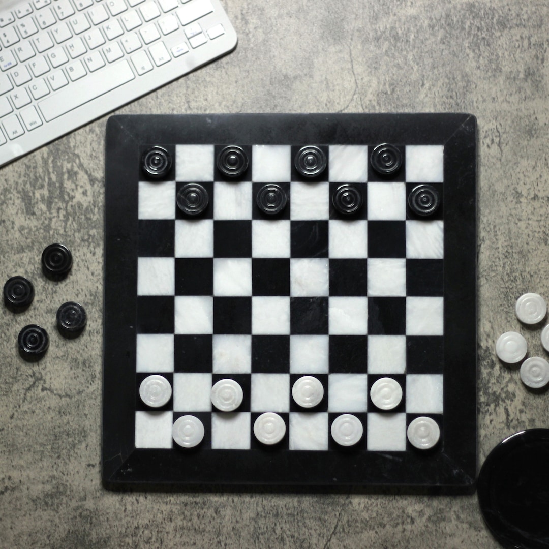Vintage Marble Checkers Set | 12 Inch Handmade Checkers Set With ...