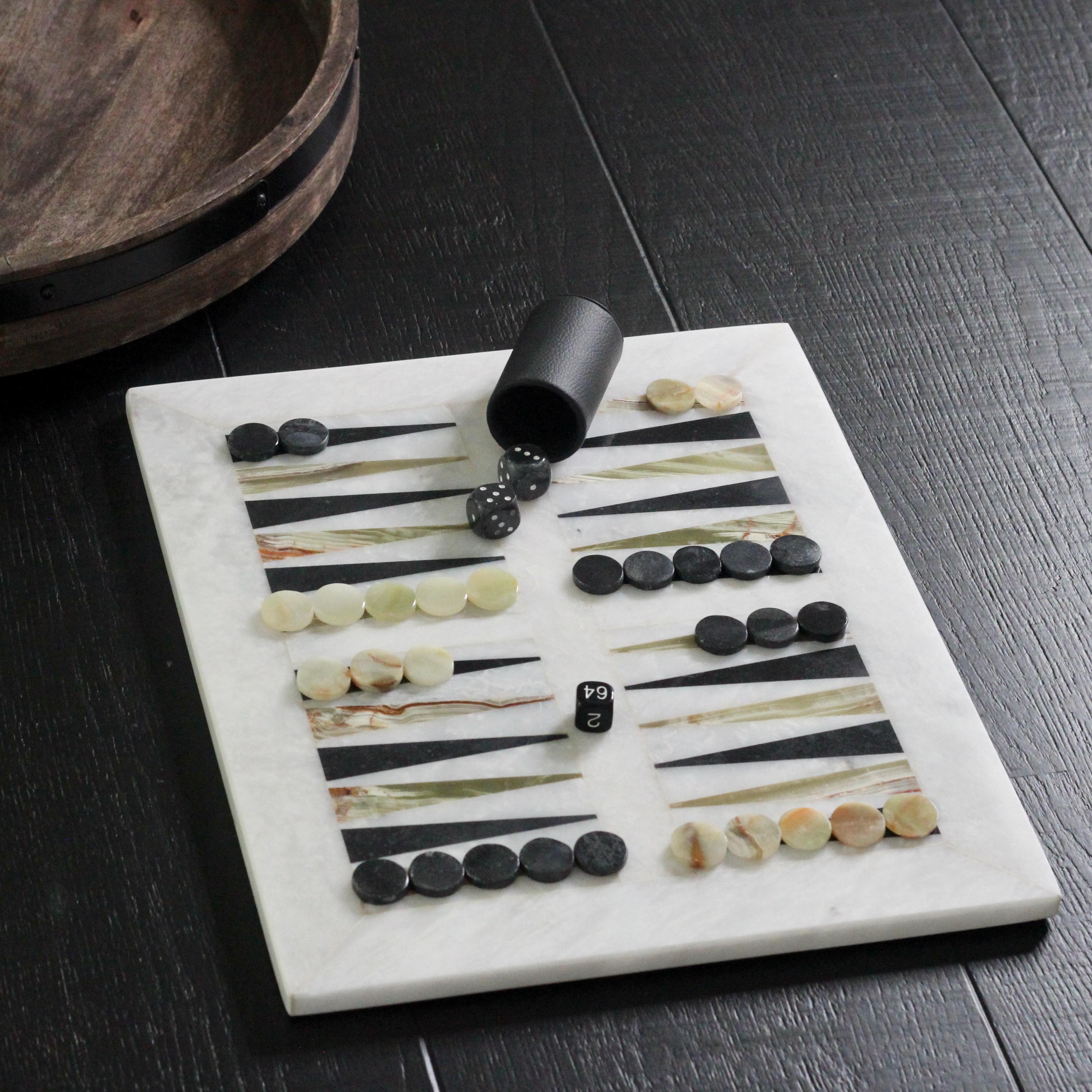 Handmade Marble Backgammon Set: Luxury Board Game & Decor (16" X 12 ...