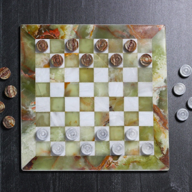 Wooden Checker Set With Board - Etsy