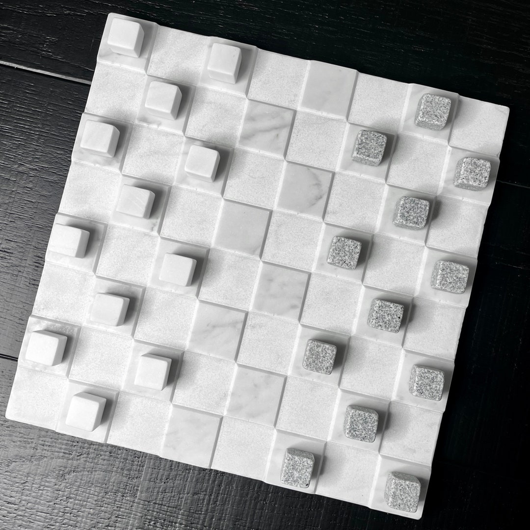 Handcrafted Marble Checkers Board Game | Stone Checkers Set | Premium ...