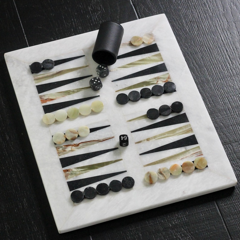 Handmade Marble Backgammon Set: Luxury Board Game & Decor (16" X 12 ...