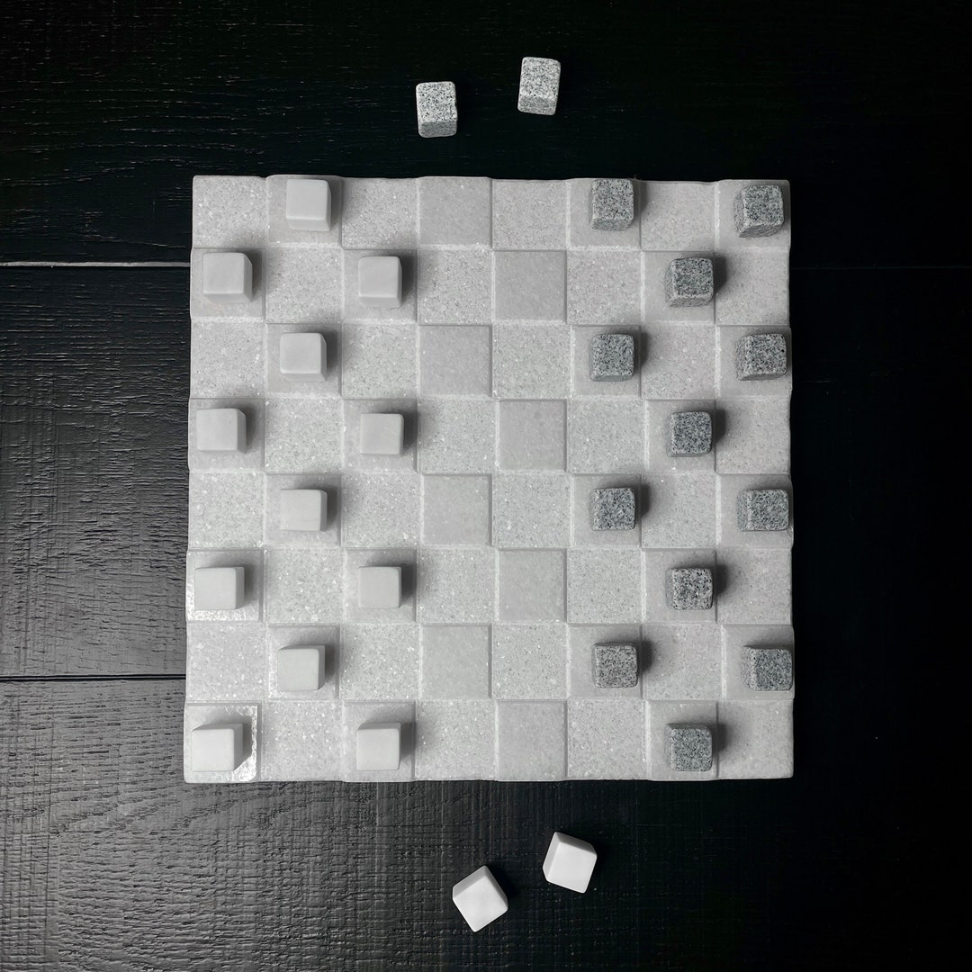 Handcrafted Marble Checkers Set | Modern Stone Board Game - Etsy