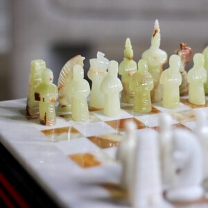 Handmade Japanese Chess Set Unique Marble Chess Set With Storage Case ...