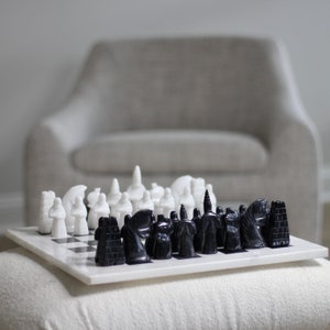 Handmade Japanese Chess Set Unique Marble Chess Set With Storage Case ...