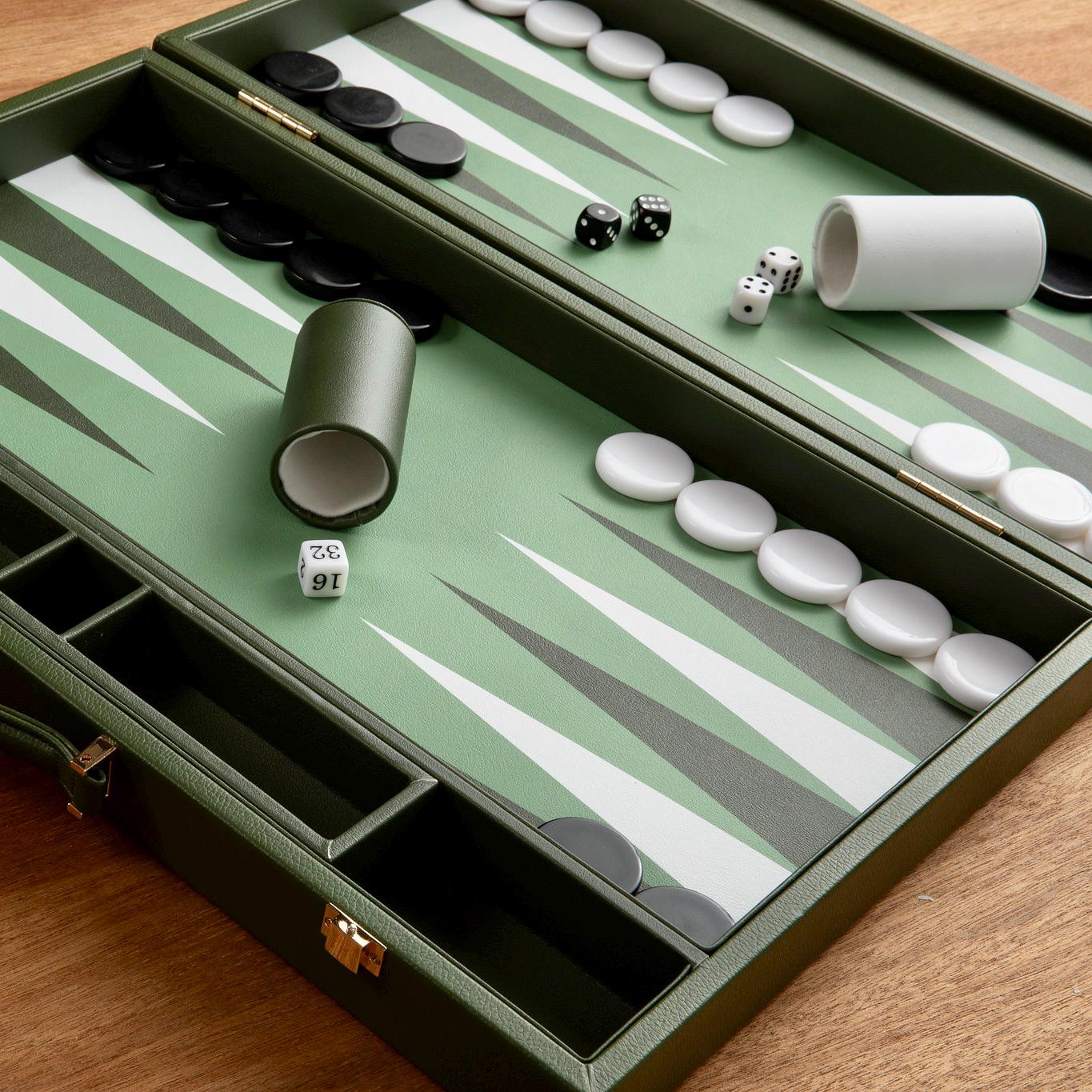 Green Leather Backgammon Set – Luxury Travel Board Game - Etsy