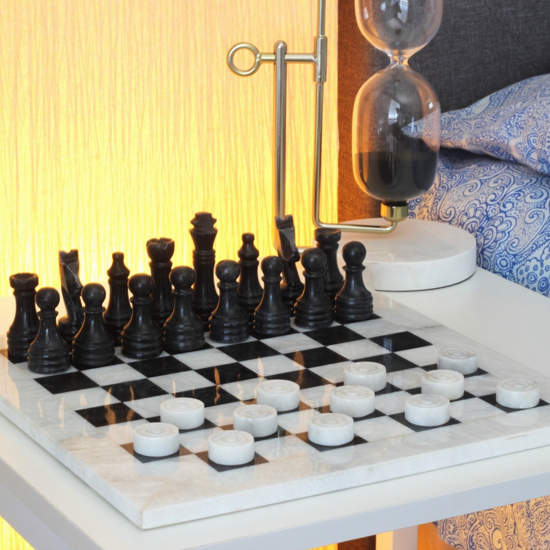 3 in 1 Chess and Checkers Set - Best Selling Marble Chess and Checkers ...