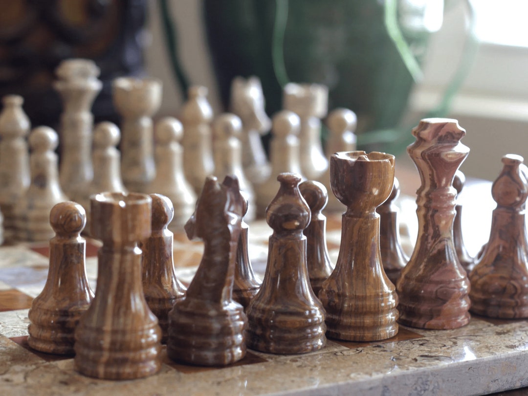 Chess Set | Handmade Marble Chess Set With Storage Case | Vintage Chess ...