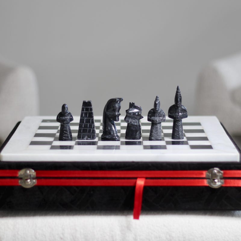 Chess Table Set Handmade - Etsy
