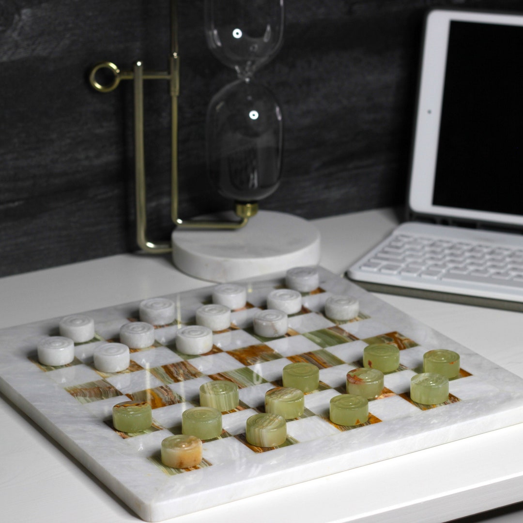 Vintage Marble Checkers Set | 12 Inch Handmade Checkers Set With ...
