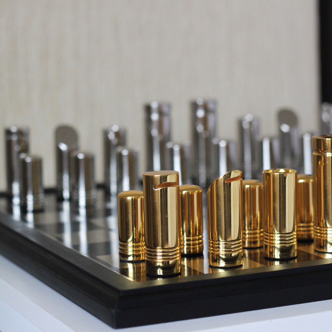 Modern Gold & Silver Metallic Chess Set With Pieces Large - Etsy