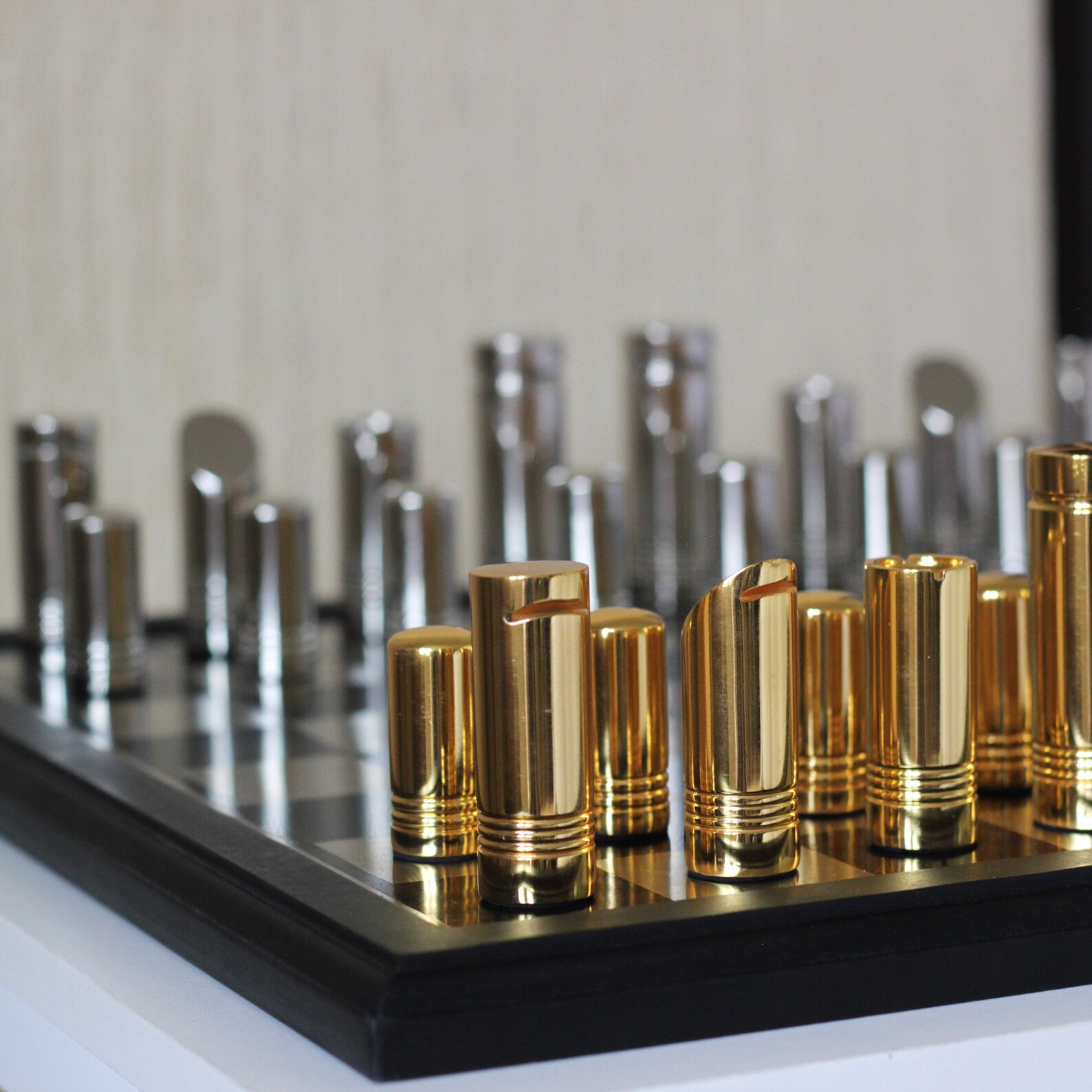 Modern Gold & Silver Metallic Chess Set With Pieces Large - Etsy