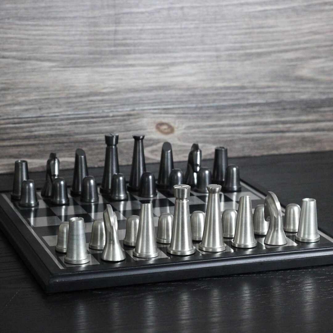 Art Deco Metal Chess Set: Modern Home Decor (16 Inches) - Etsy Australia