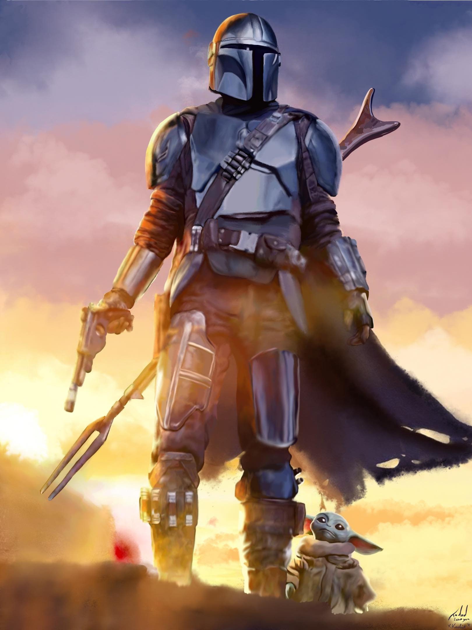 The Mandalorian and Grogu Art Peice - Etsy