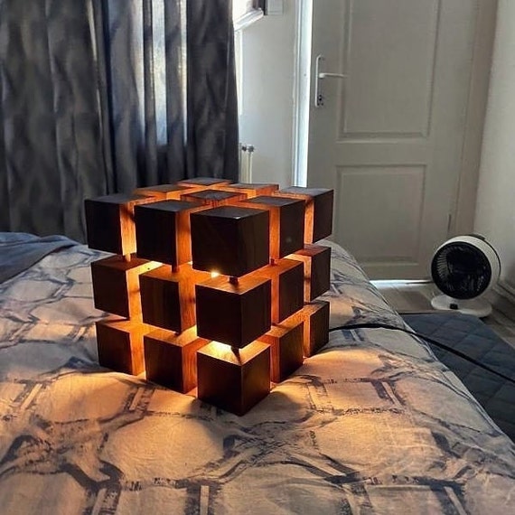 Cube Night Light Wooden Night Ligh Night Light Lighting | Etsy