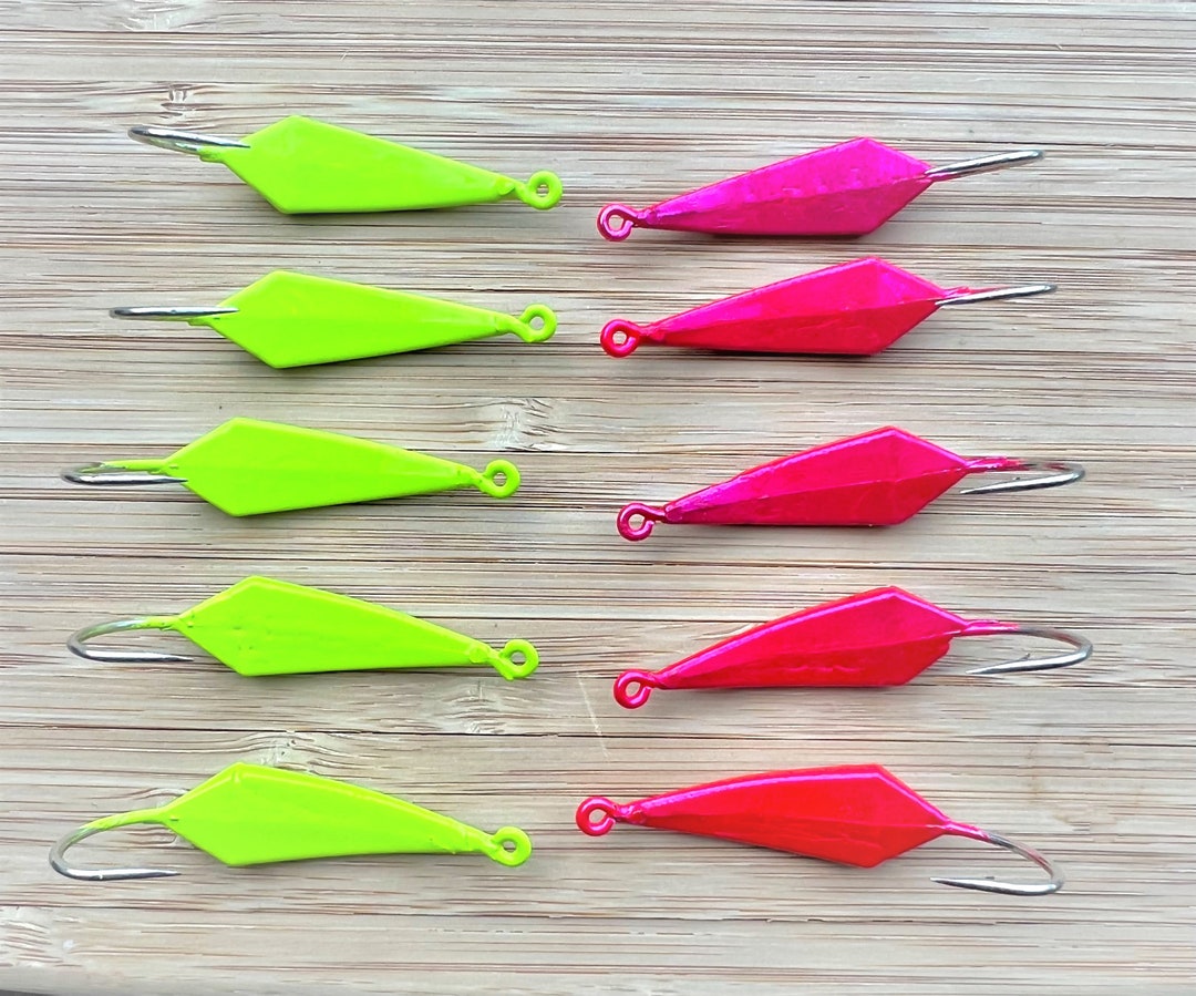 Pompano Goofy Jigs - 10 Pack - Green Chartreuse & Bright Candy Pink ...