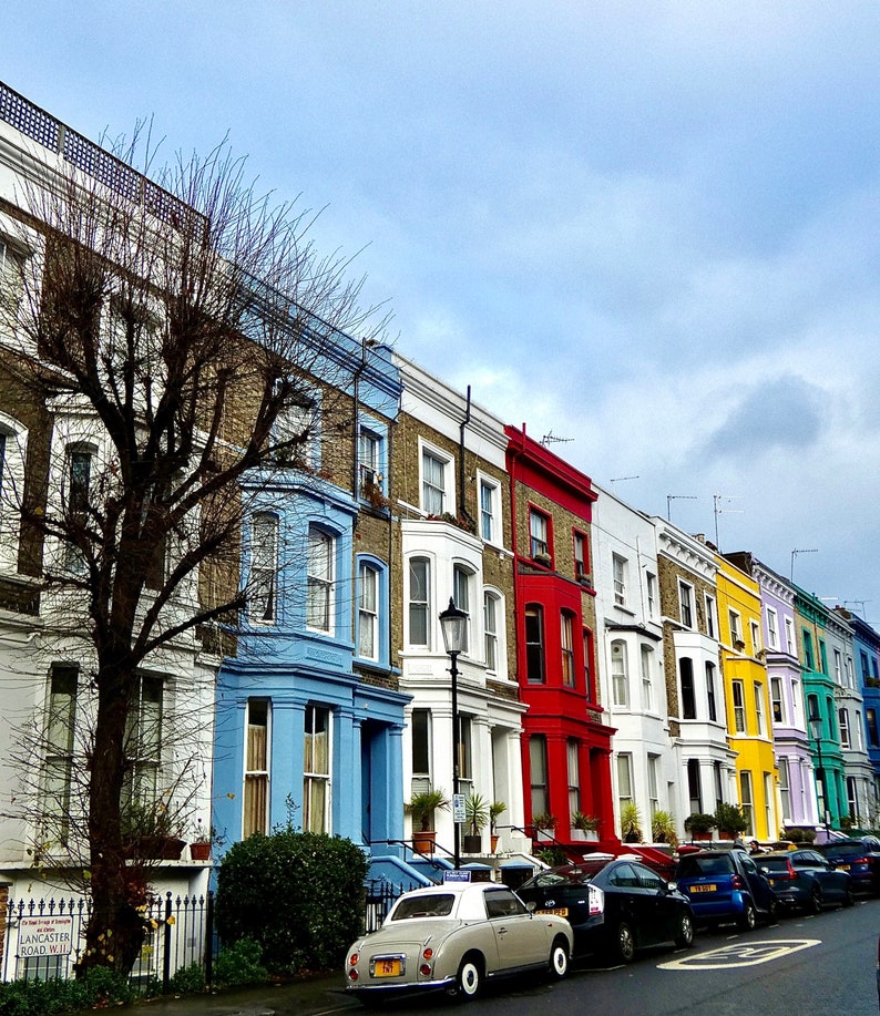 Notting Hill Colourful Houses, London. Wall Art. Colourful and Vibrant ...
