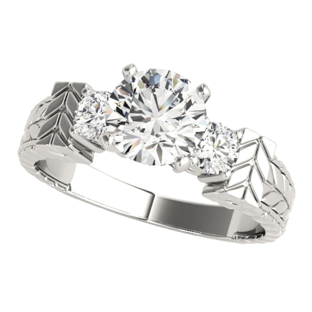 Vintage Lab Diamond Engagement Ring, 14K Gold Anniversary Gift ...