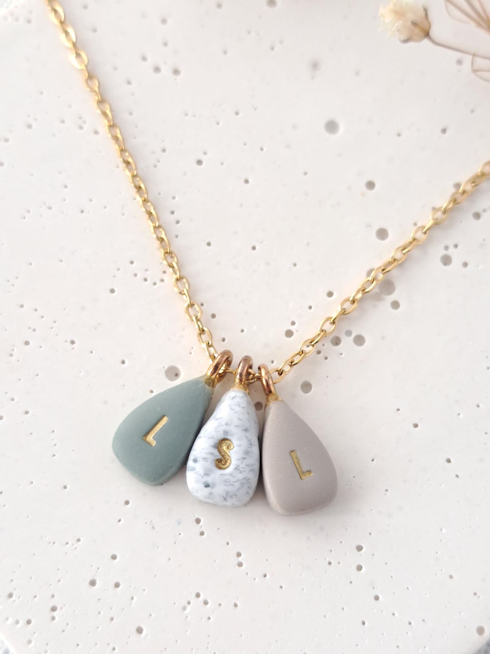 Handmade Initial Letter Necklace / Teardrop Dainty Letter Necklace ...