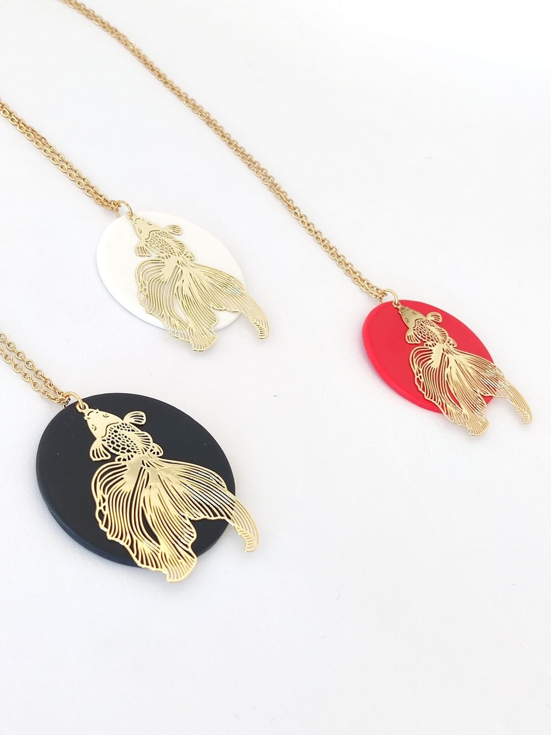 Clay Necklace / Statement Betta Fish Necklace / Handmade Necklace ...