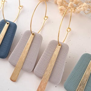 Neutral Hoops, Polymer Clay Earrings, Clay Earrings, Dangle Earrings, Statement Earrings ...