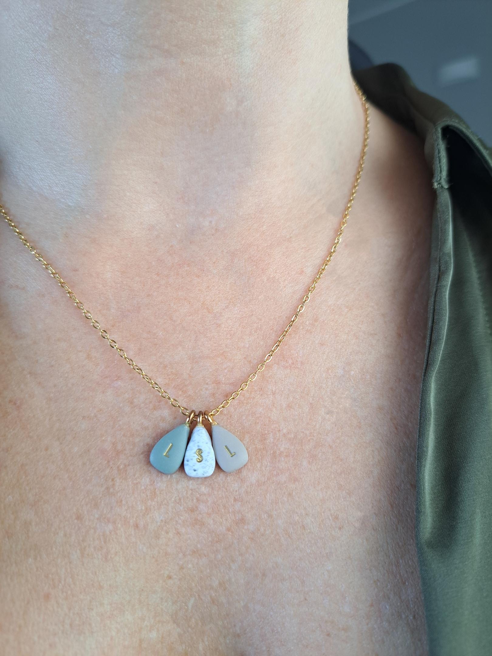 Handmade Initial Letter Necklace / Teardrop Dainty Letter Necklace ...