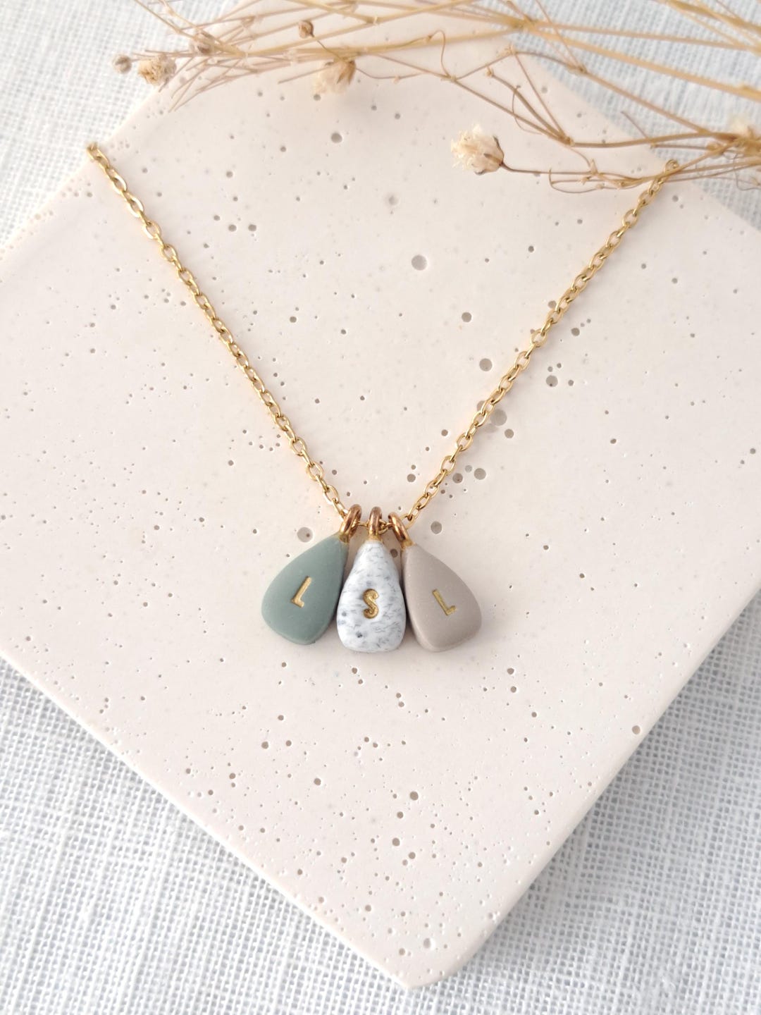 Handmade Initial Letter Necklace / Teardrop Dainty Letter Necklace ...