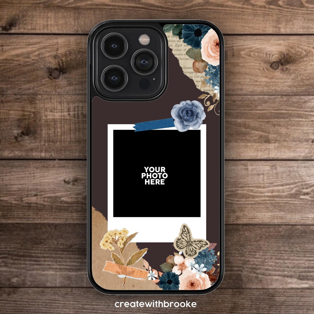 Customized Brown Floral Polaroid Phone Case - Etsy