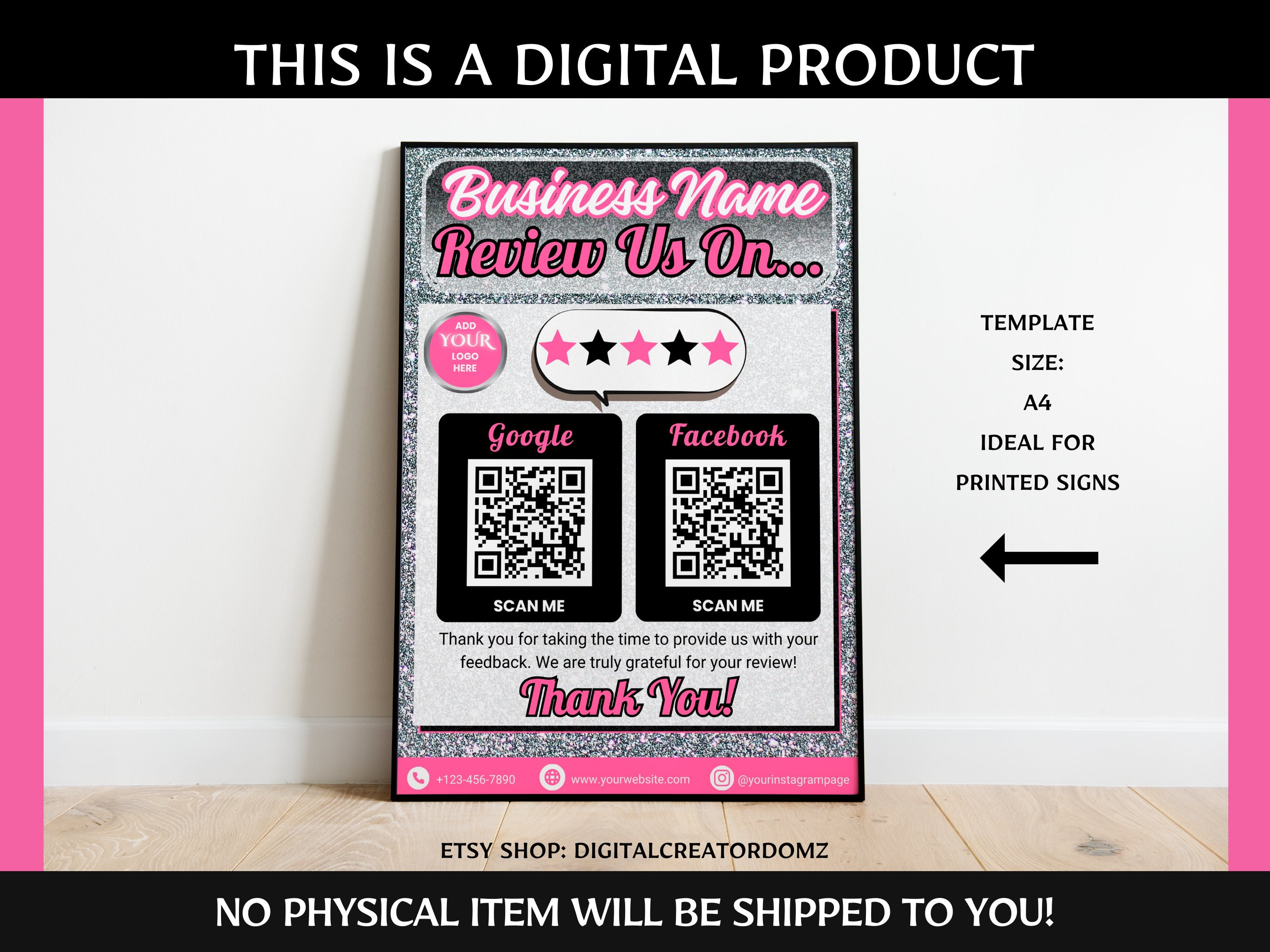 Review Us Sign, Leave Us A Review, Ask for Review QR Code Sign Template ...