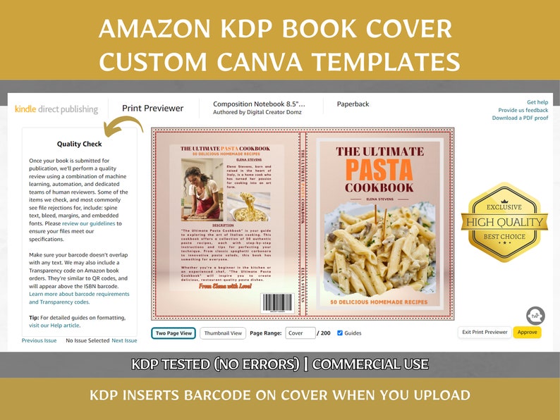 Editable Canva Book Cover Templates, 8.5x11" Paperback Amazon KDP Book ...