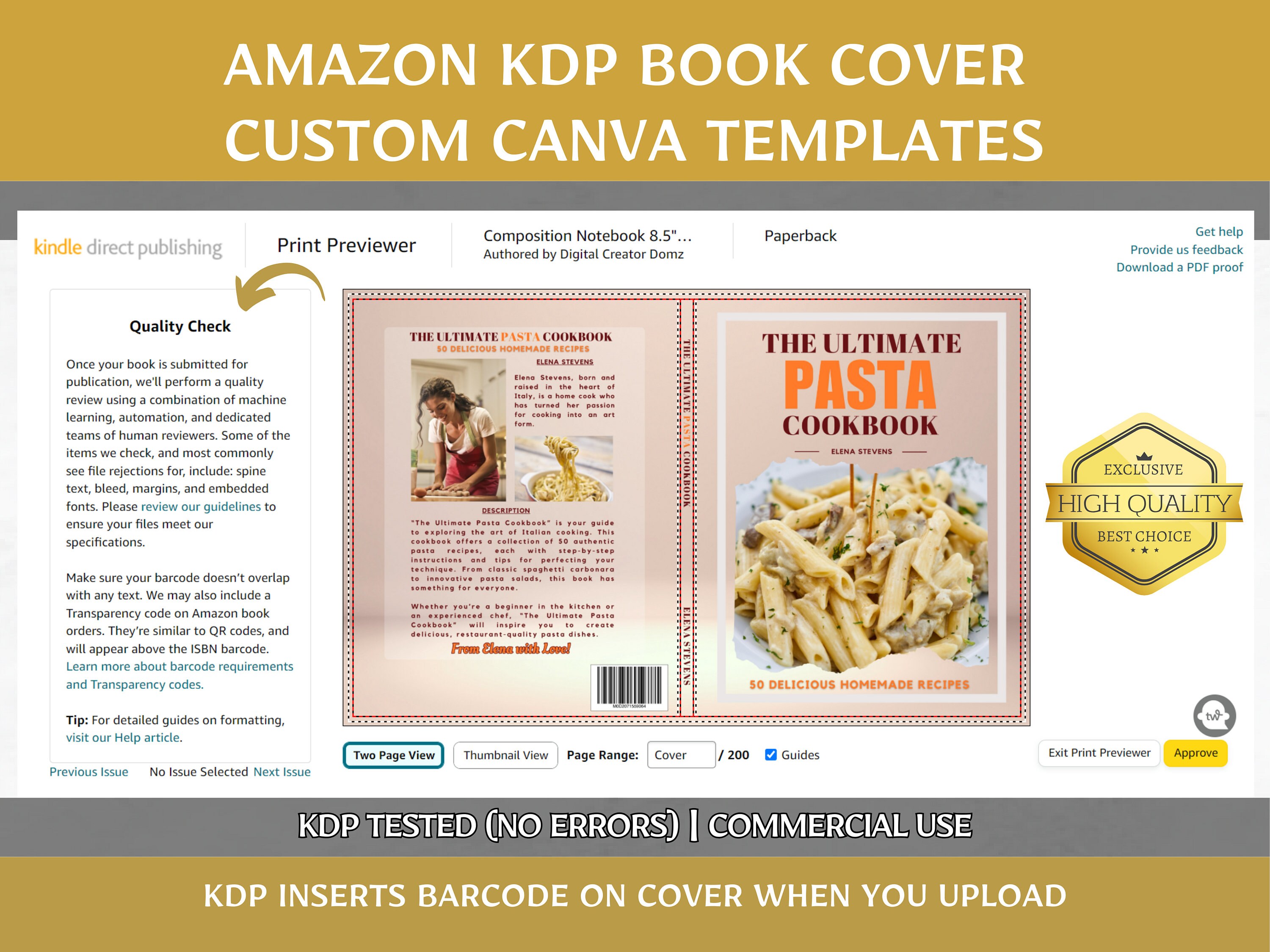 Editable Canva Book Cover Templates, 8.5x11" Paperback Amazon KDP Book ...