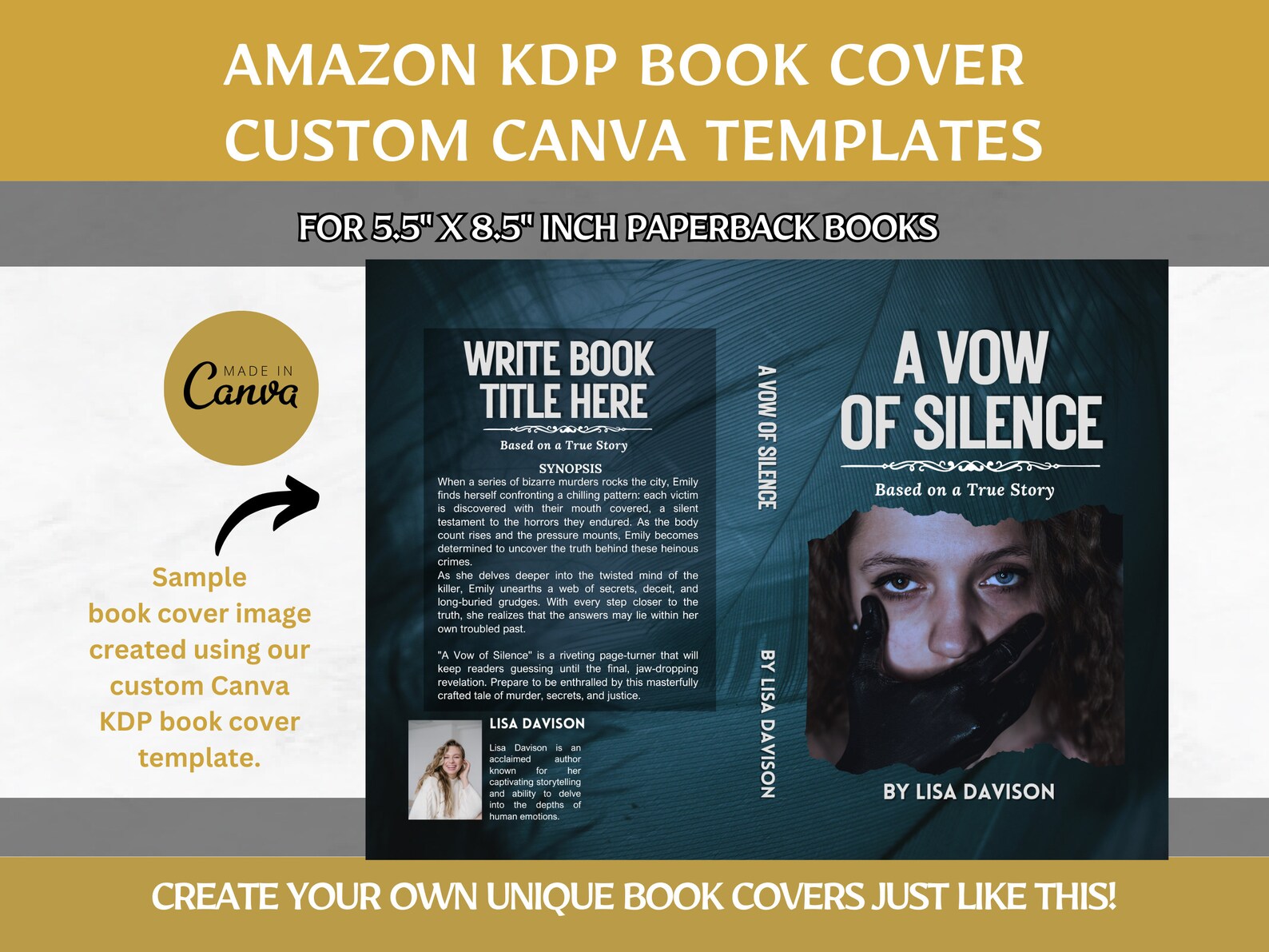 Editable Book Cover Templates: 5.5x8.5" KDP Paperback (canva, Digital ...