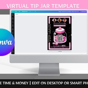Editable Virtual Tip Jar Sign: Scan to Pay Canva Template (digital ...