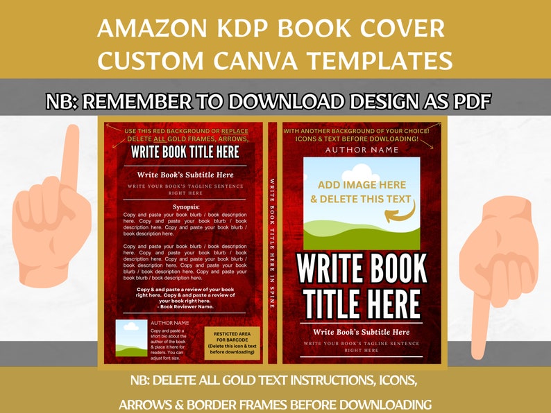 Editable Canva Book Cover Templates: 6x9" KDP Paperback (digital ...
