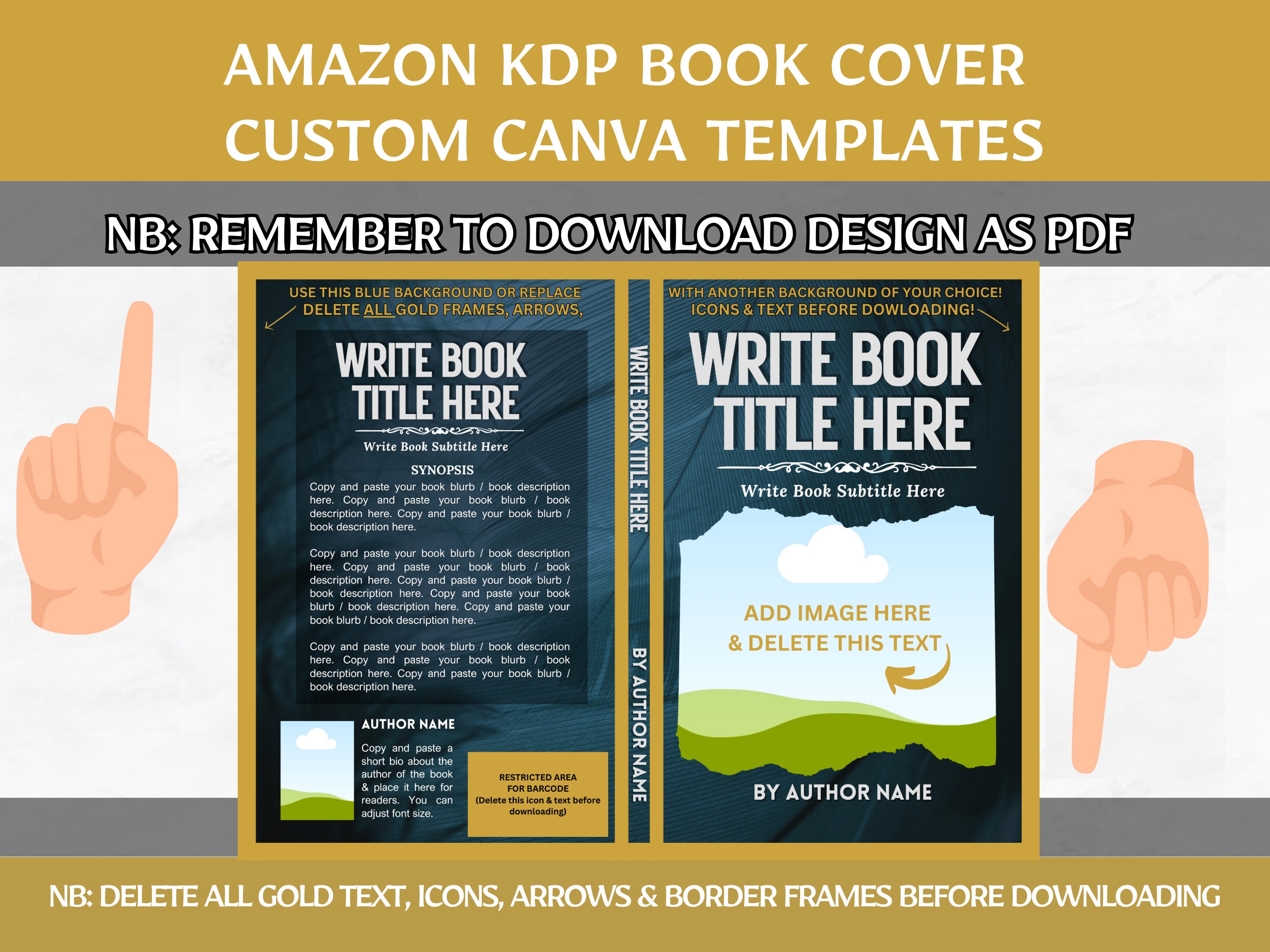 Editable Book Cover Templates: 5.5x8.5" KDP Paperback (canva, Digital ...