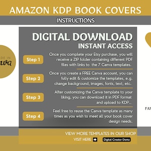 Editable Book Cover Templates: 5.5x8.5" KDP Paperback (canva, Digital ...