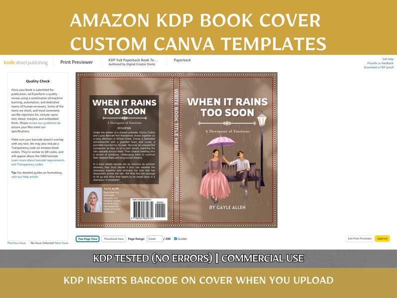 Editable Canva Book Cover Templates, 5x8" Paperback Amazon KDP Book ...