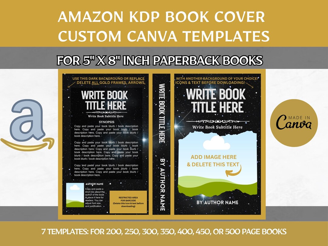 Editable Canva Book Cover Templates, 5x8 Paperback Amazon KDP Book ...