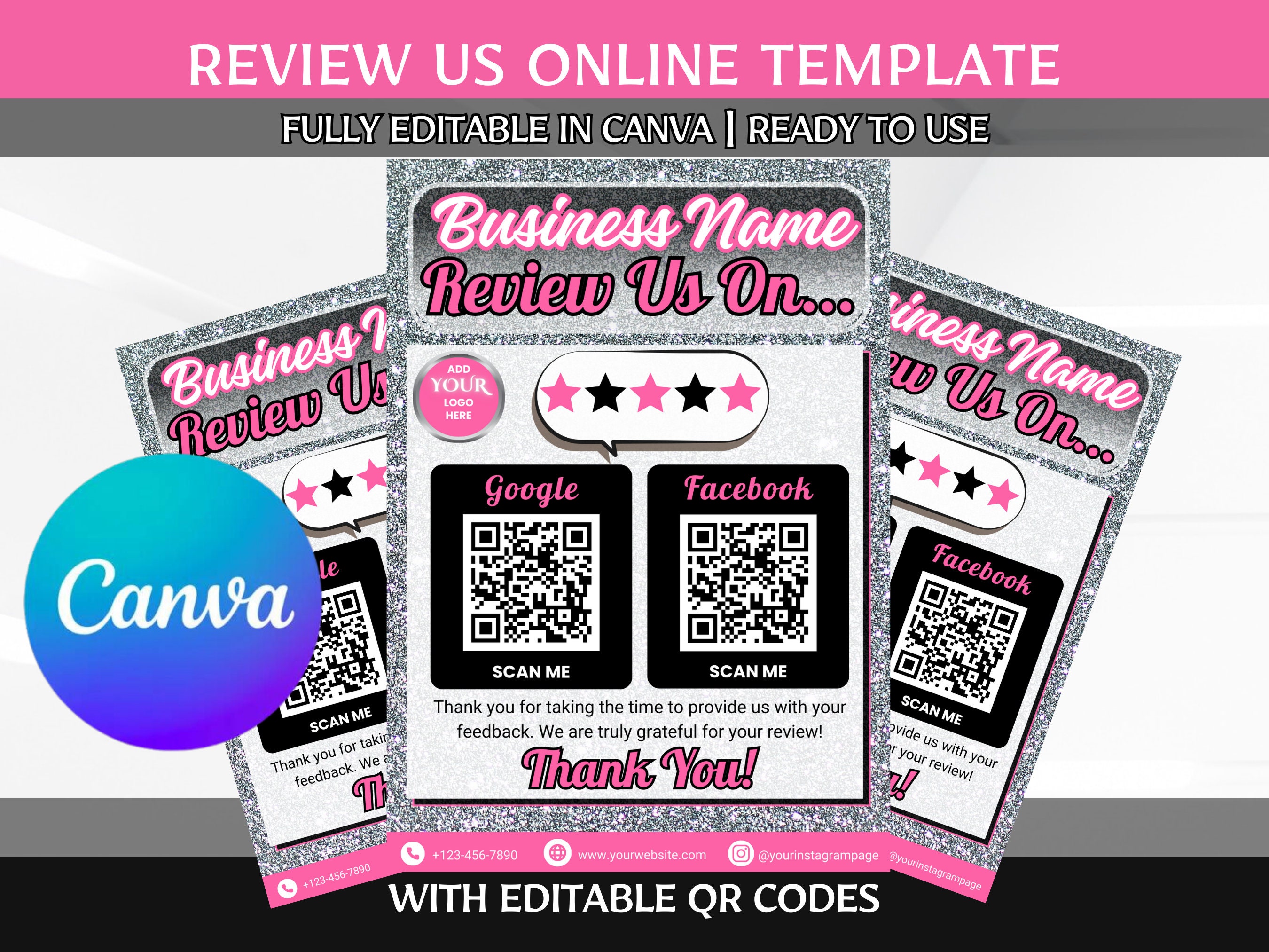Review Us Sign, Leave Us A Review, Ask for Review QR Code Sign Template ...