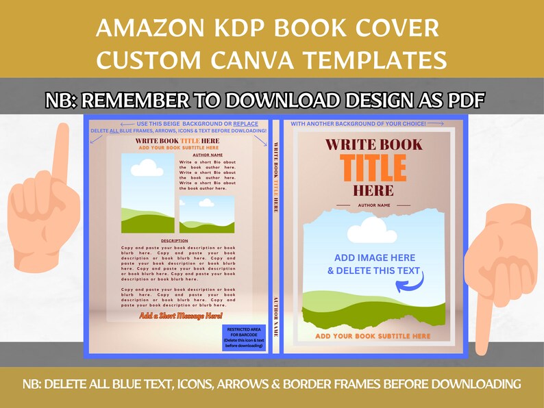 Editable Canva Book Cover Templates, 8.5x11" Paperback Amazon KDP Book ...