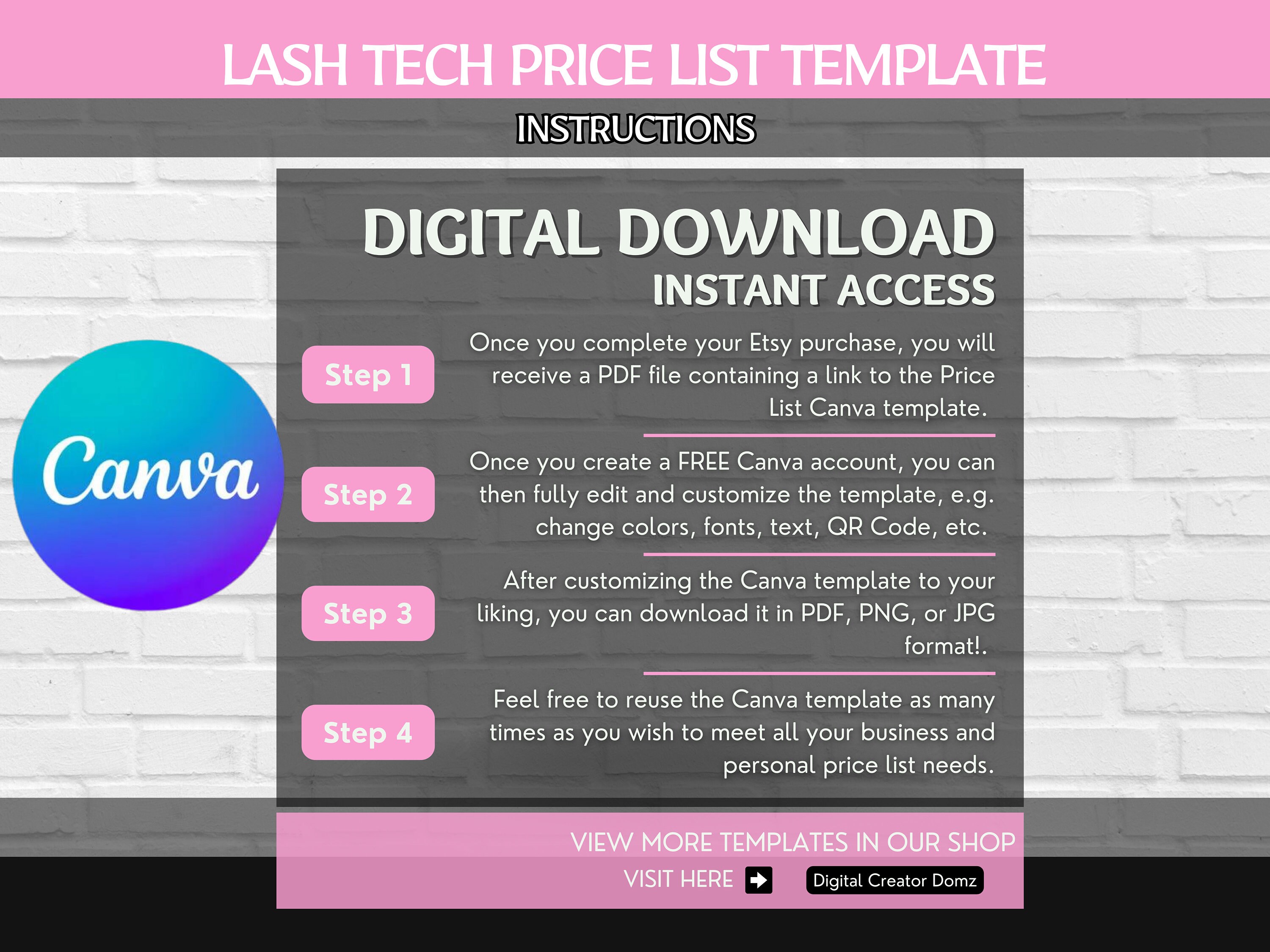 Lash Price List Template, DIY Lashes Extensions Price Flyer, Beauty ...