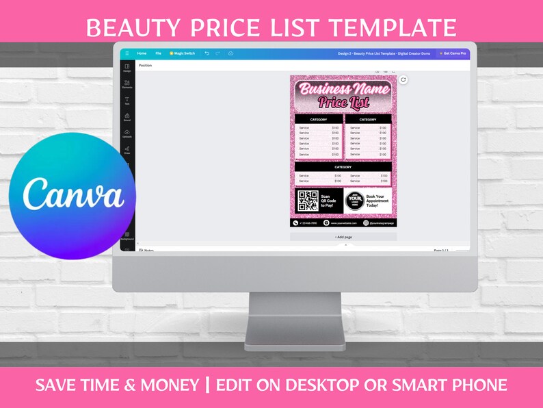 Editable Beauty Price List Template: Lash, Nail, Hair Salon (canva) - Etsy