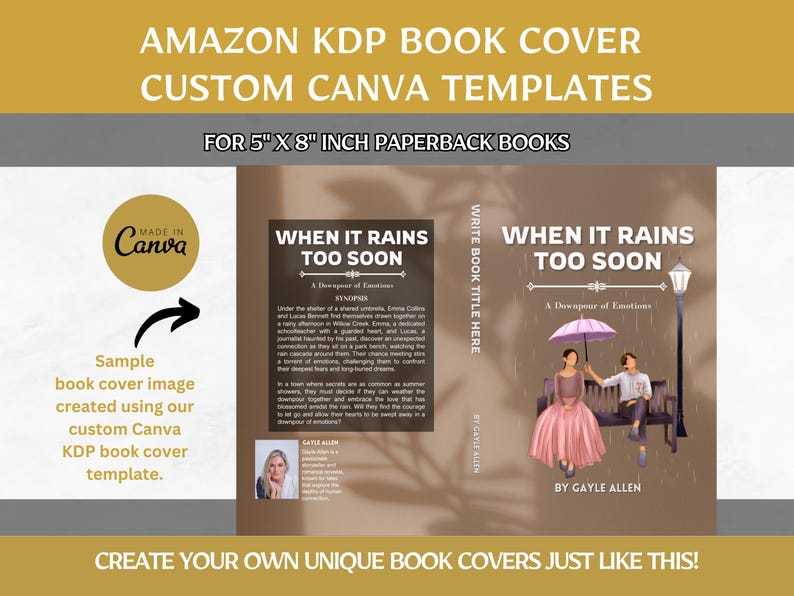 Editable Canva Book Cover Templates, 5x8" Paperback Amazon KDP Book ...