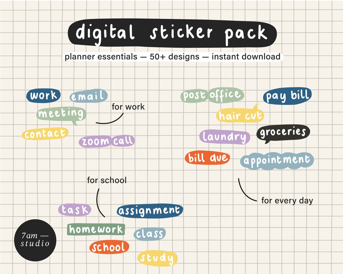 Goodnotes STICKERS Essential Words and Productivity - Etsy