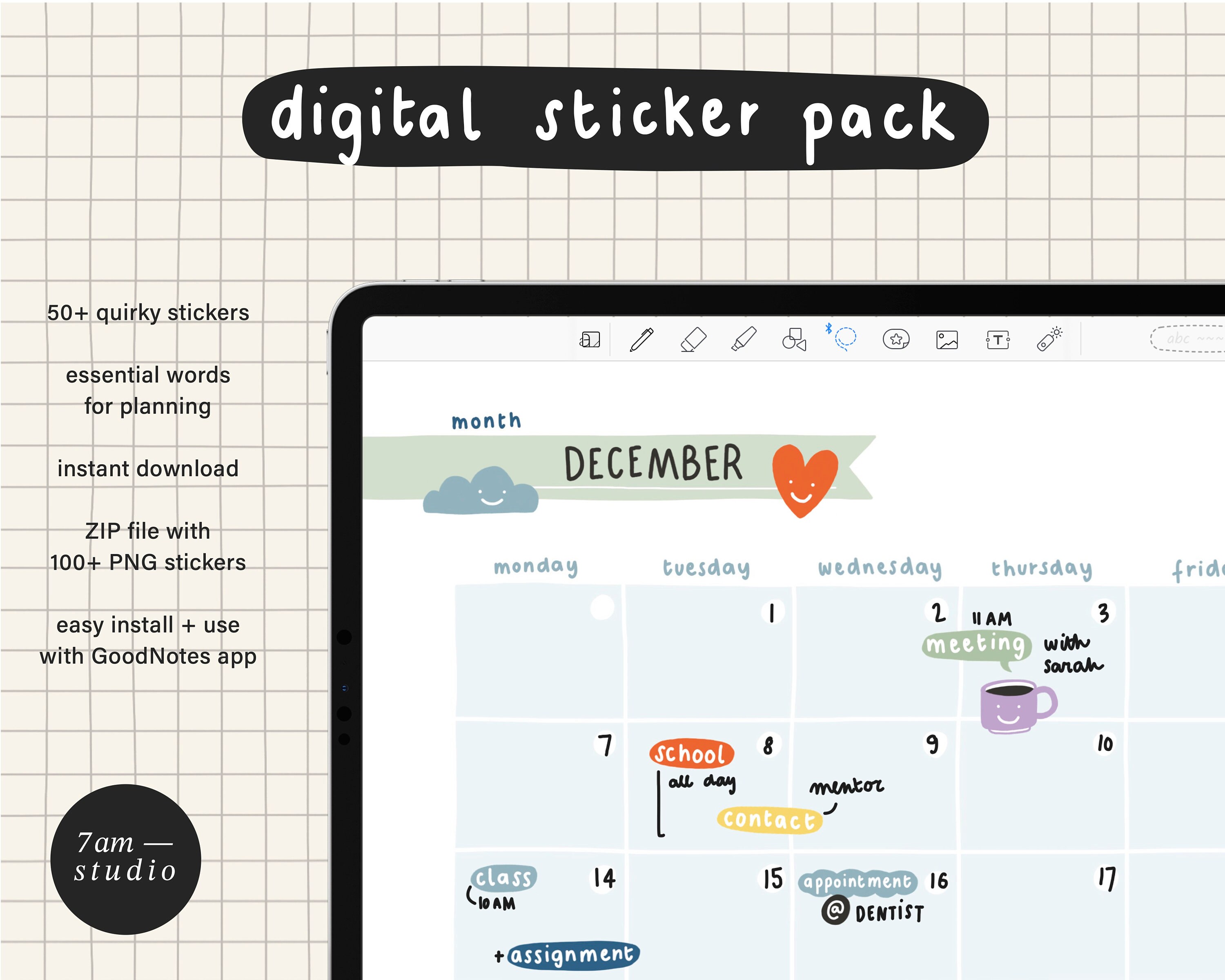 Goodnotes STICKERS Essential Words and Productivity - Etsy